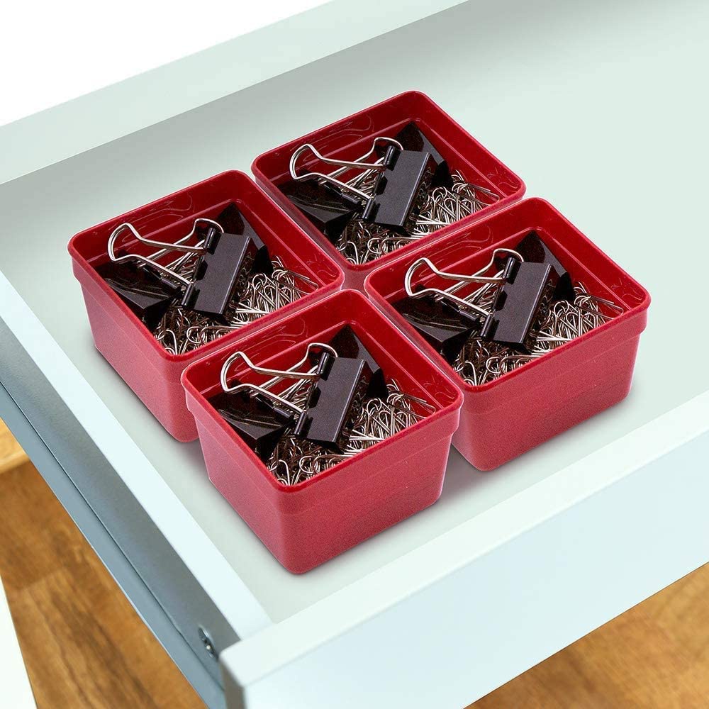 GLAD Plastic Mini Organizer Drawer Storage Tray Supplies Red Bin Tray ...
