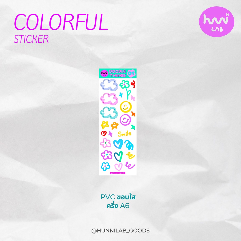 Hanni lab-Doodle Things Sticker Half Size A6 Long Line Clear Solid ...