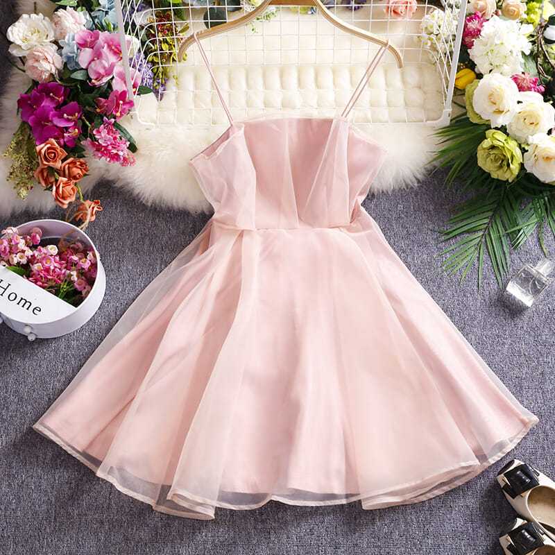 Pink Mesh Dress New Summer Popular Dress Sexy Slim Strap Off Shoulder ...