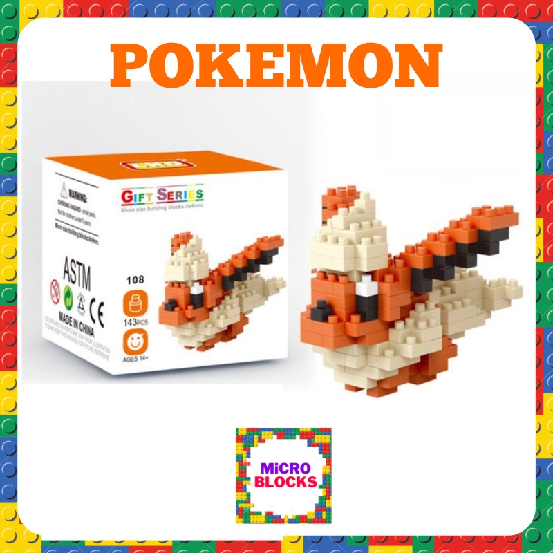 Pokemon Micro Blocks - Flareon Eevee - Pokemon Collection - Gift Series ...