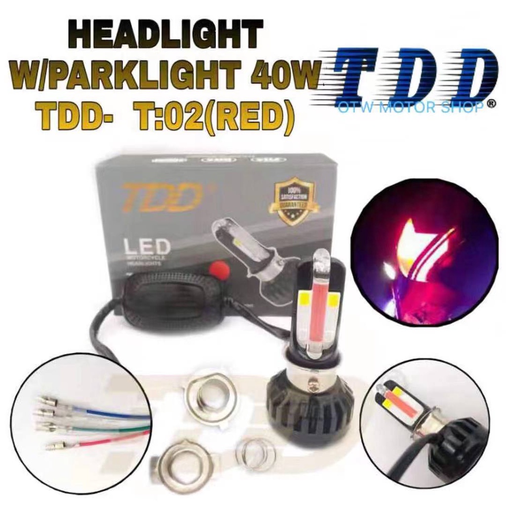 TDD T02 LED Motorcycle Led HeadLights/Parking Lights 40W (Red) | Shopee ...