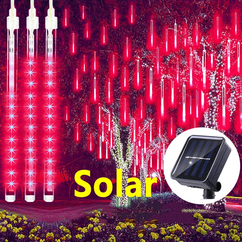 Solar/Plug in Meteor Shower Rain Light 3.5M Led 8 Tube LED Falling ...
