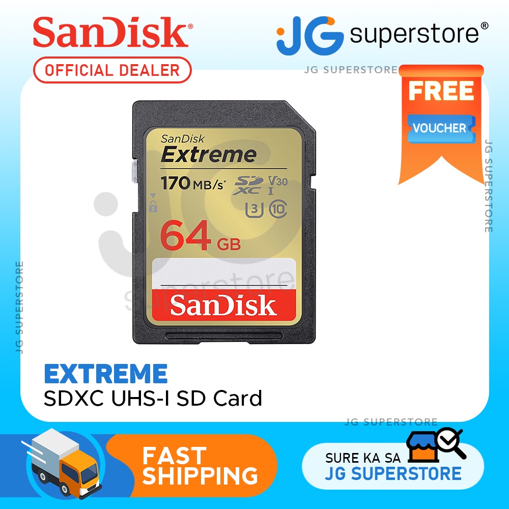 SanDisk Extreme SD Card 64GB SDXC UHS-I Class 10 with 170MB/s Read Speed V30 | SDSDXV2-064G ...