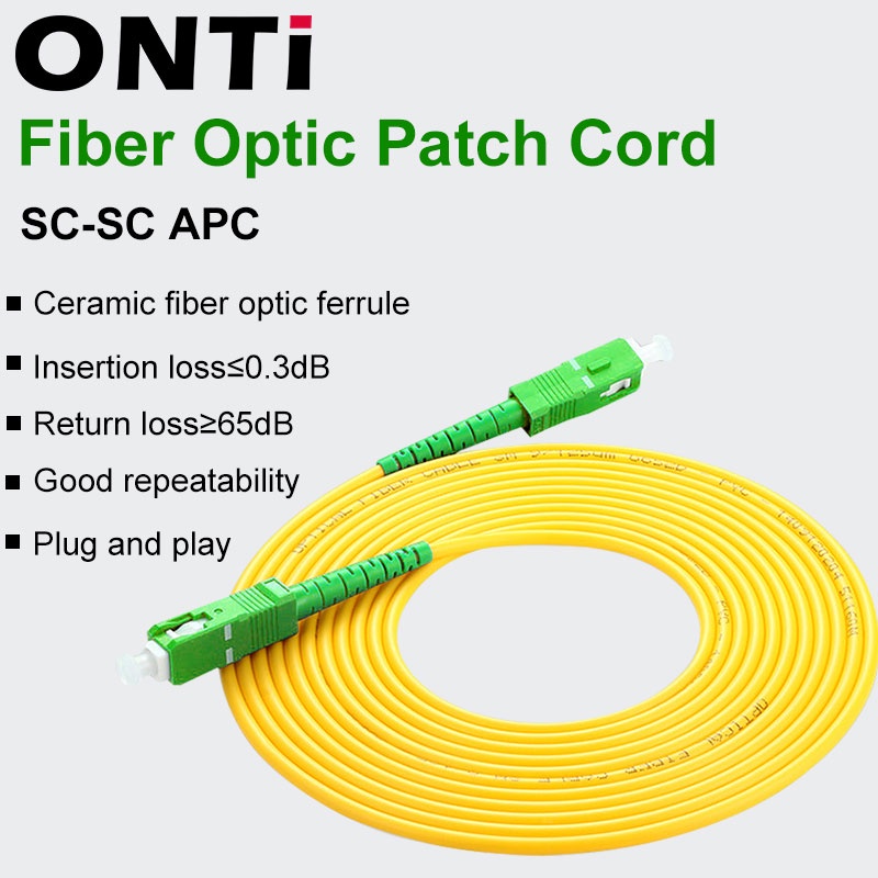 ONTi 10pcs FTTH Fiber Optical Cable SC/APC-SC/APC Simplex 1m/3m/ 5m/ 10m 2.0mm OS2 Single Mode ...
