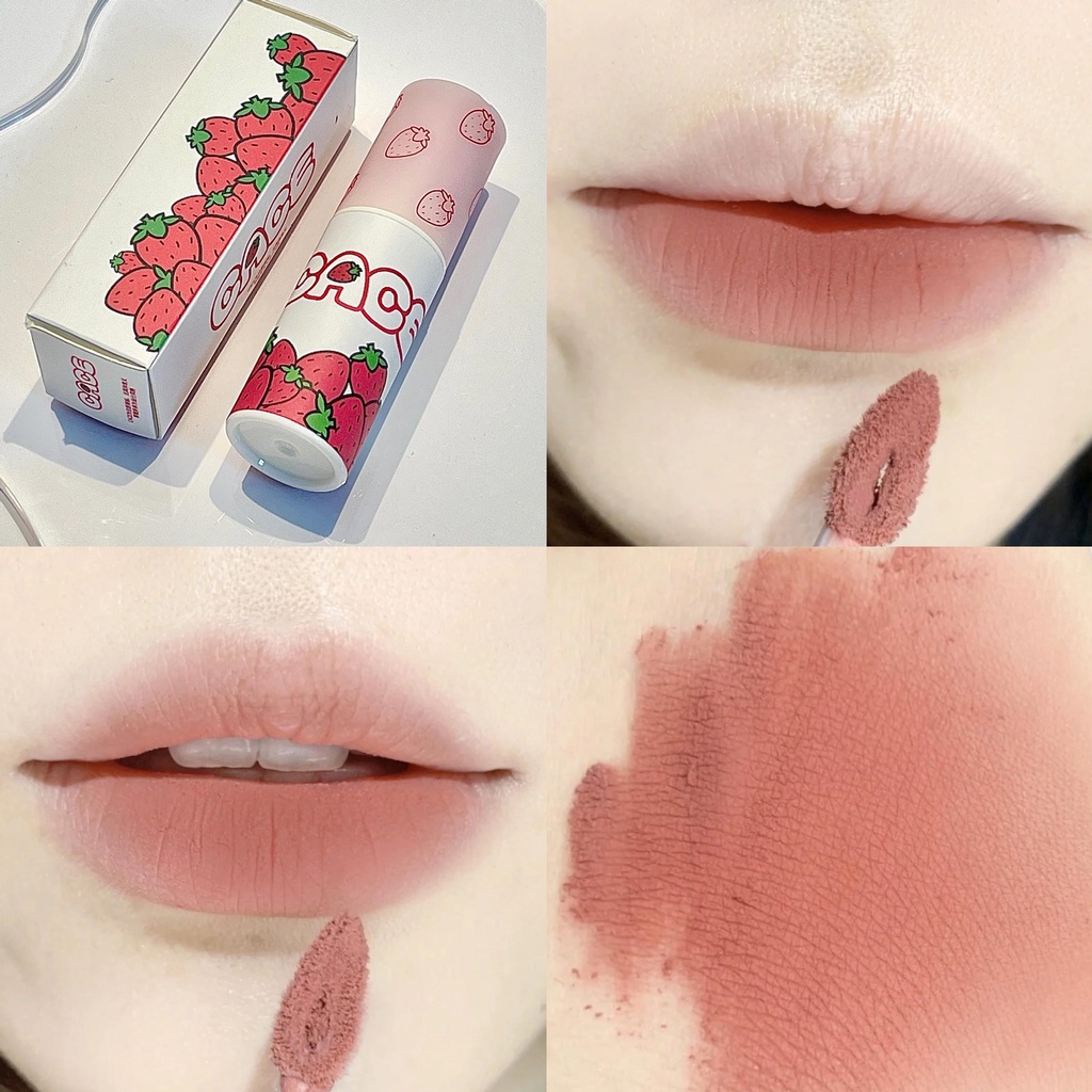 CACE Strawberry Velvet Lip Mud Matte Lip Glaze Lipstick Durable Waterproof | Shopee Philippines