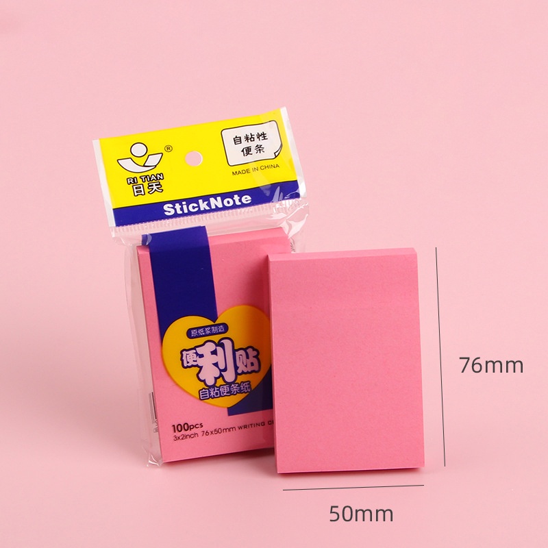 100 Sheets Sticky Notes Memo Pad 76*76mm /76*50mm /76*100mm Note Paper ...