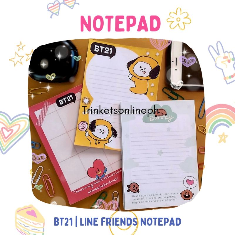 BT21 Character Notepad | BTS Kpop Line friends | 40sheets | Shopee ...