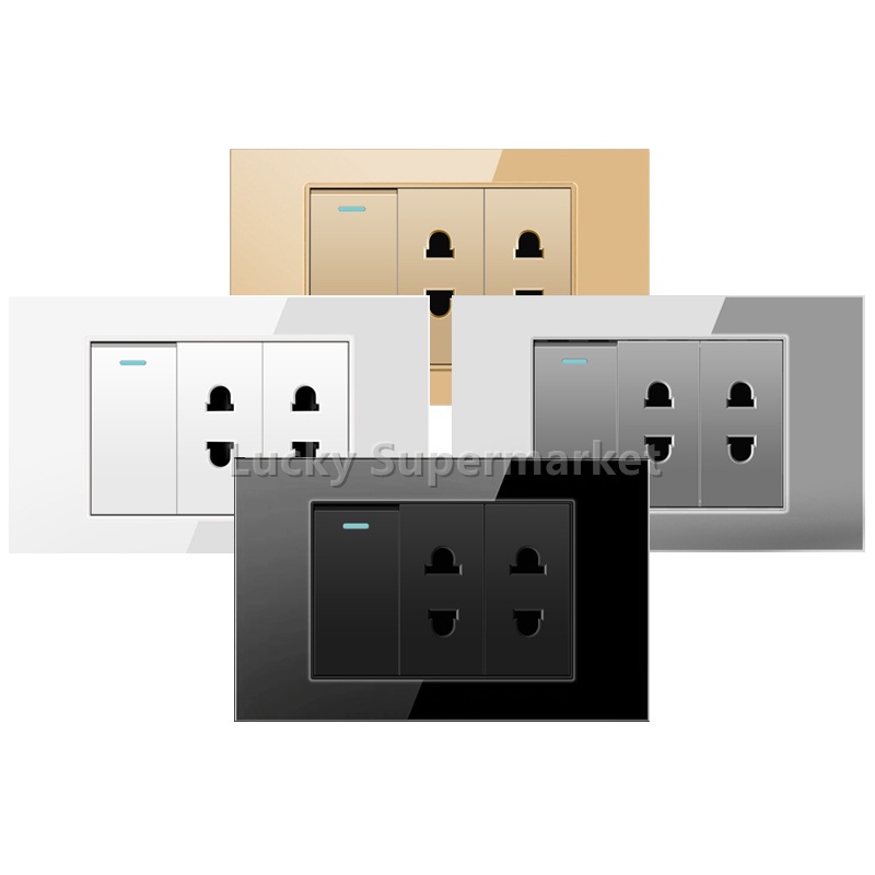 118 type Local standards one switch four hole socket toughened glass ...