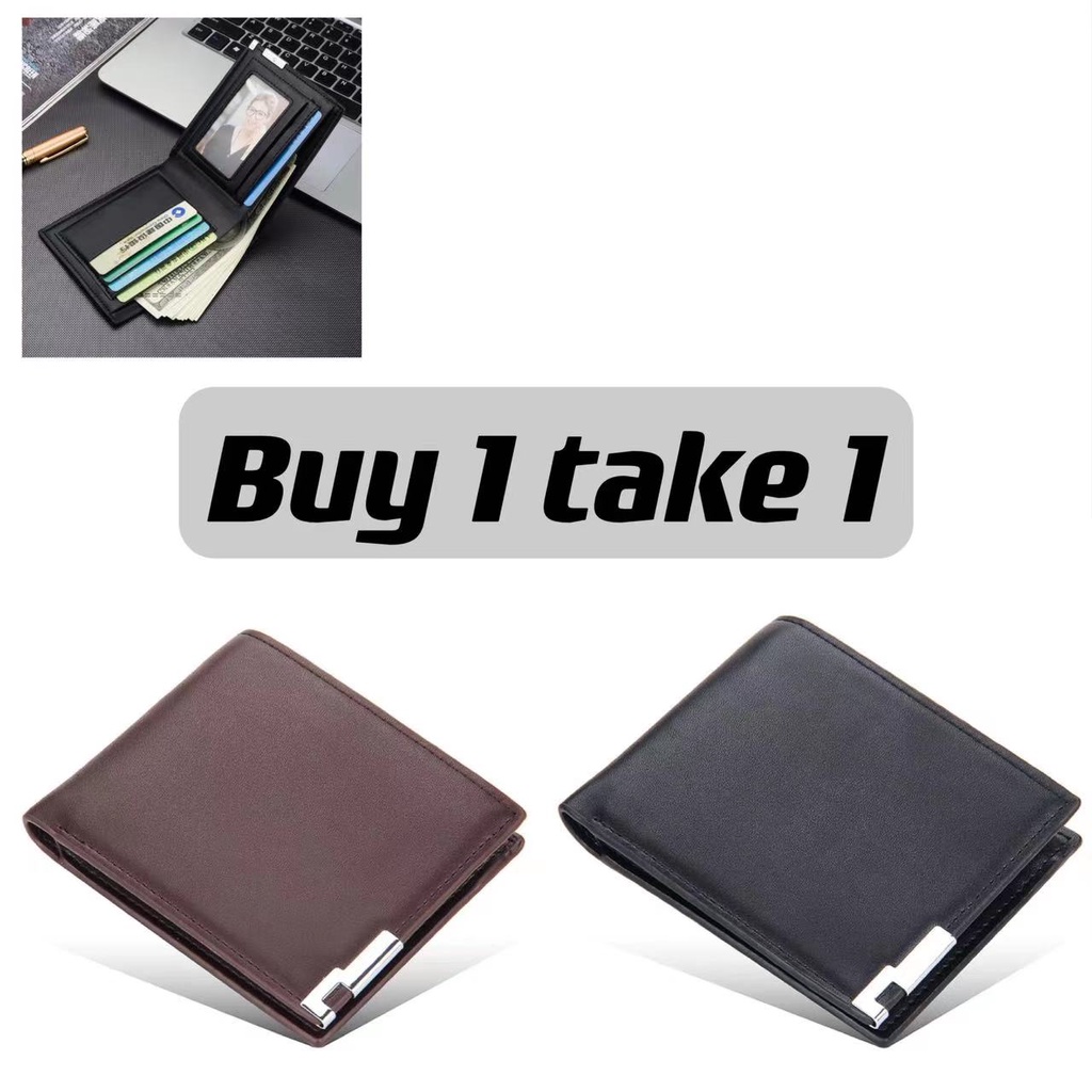 ( BUY 1 TAKE 1 ) Korean fashion men's wallet solid color casual leather ...