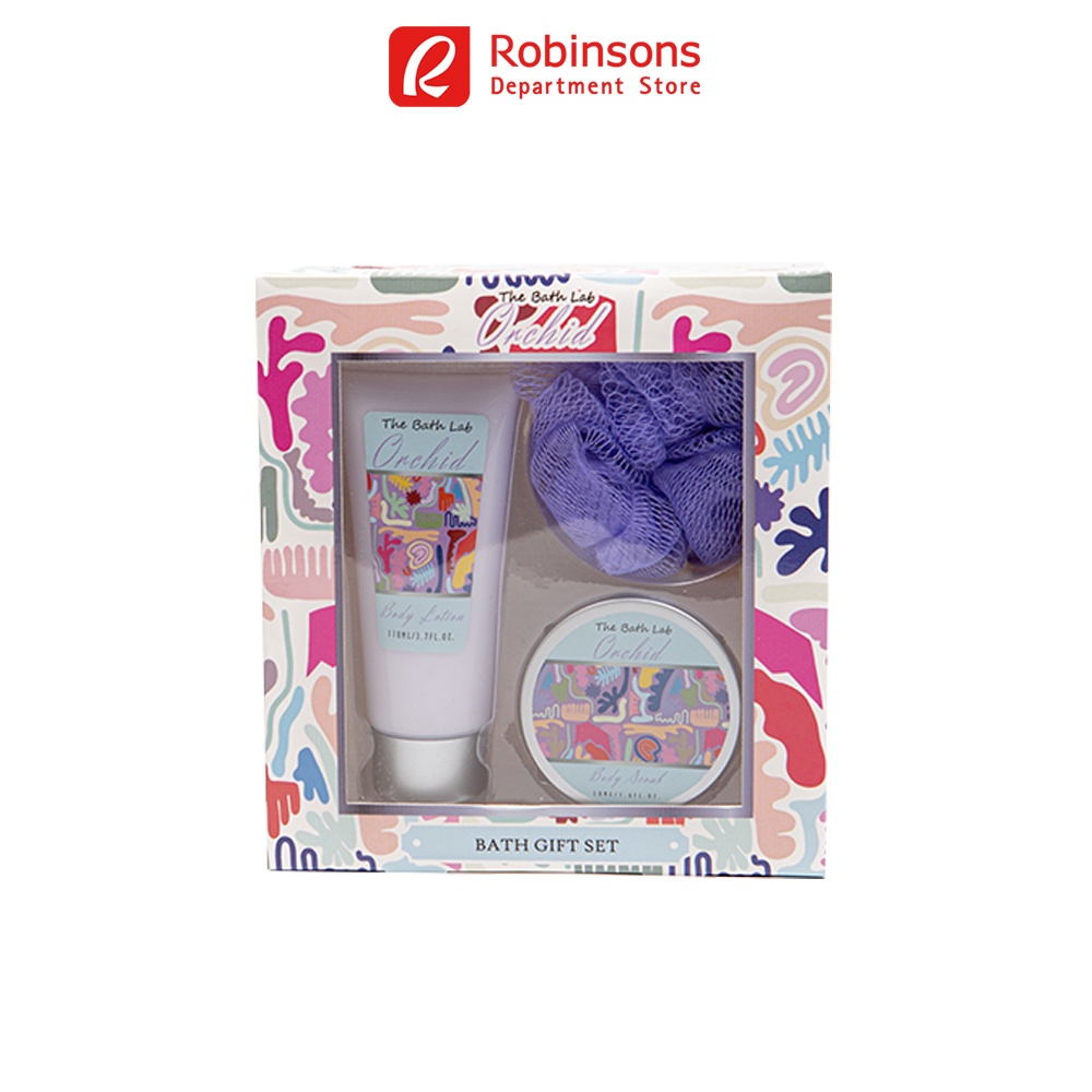 The Bath Lab Lotion 100ml & Body Scrub 50ml & Puff Orchid Set | Shopee ...