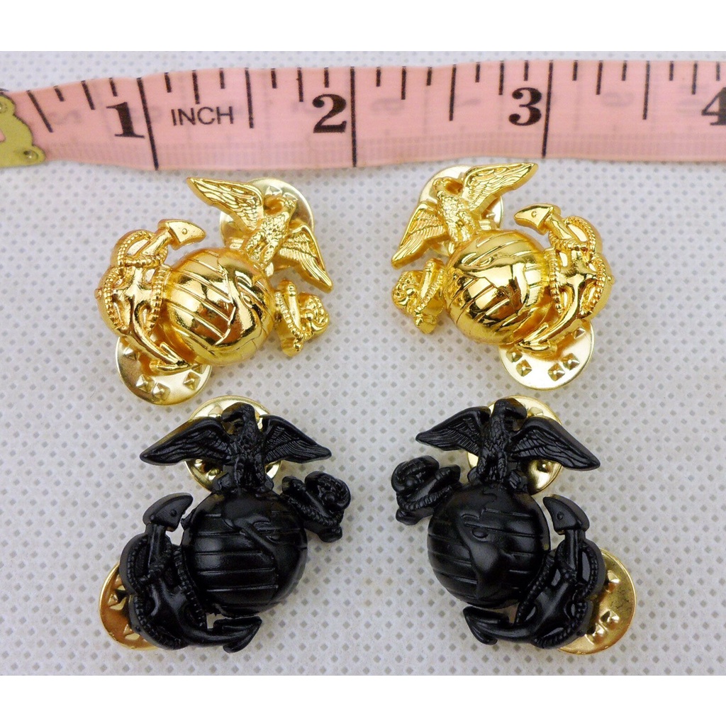 SET USMC PIN US MARINE CORPS MARINES EMBLEM INSIGNIA COLLAR BADGE ...