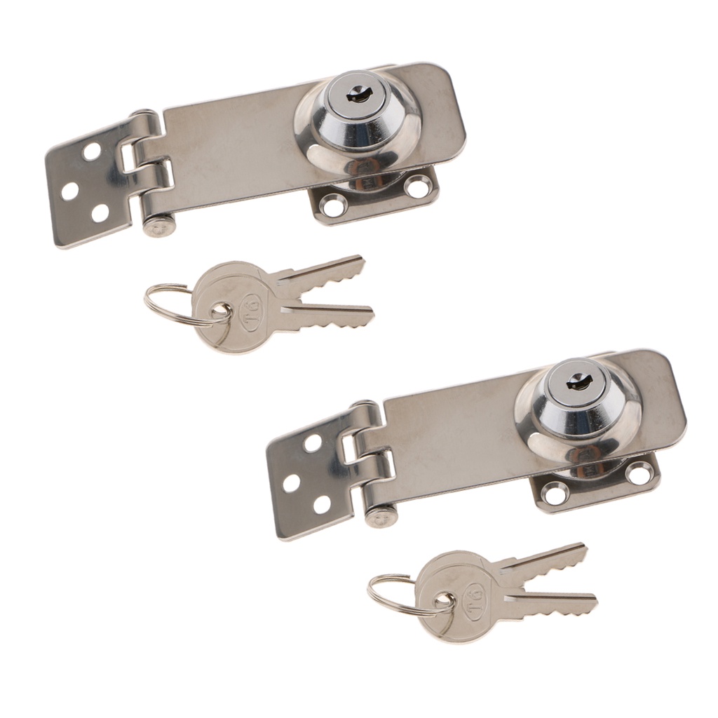 2 Set Boat Locking Hasp & Keys Lockable Hasp Latch Stainless Steel For ...
