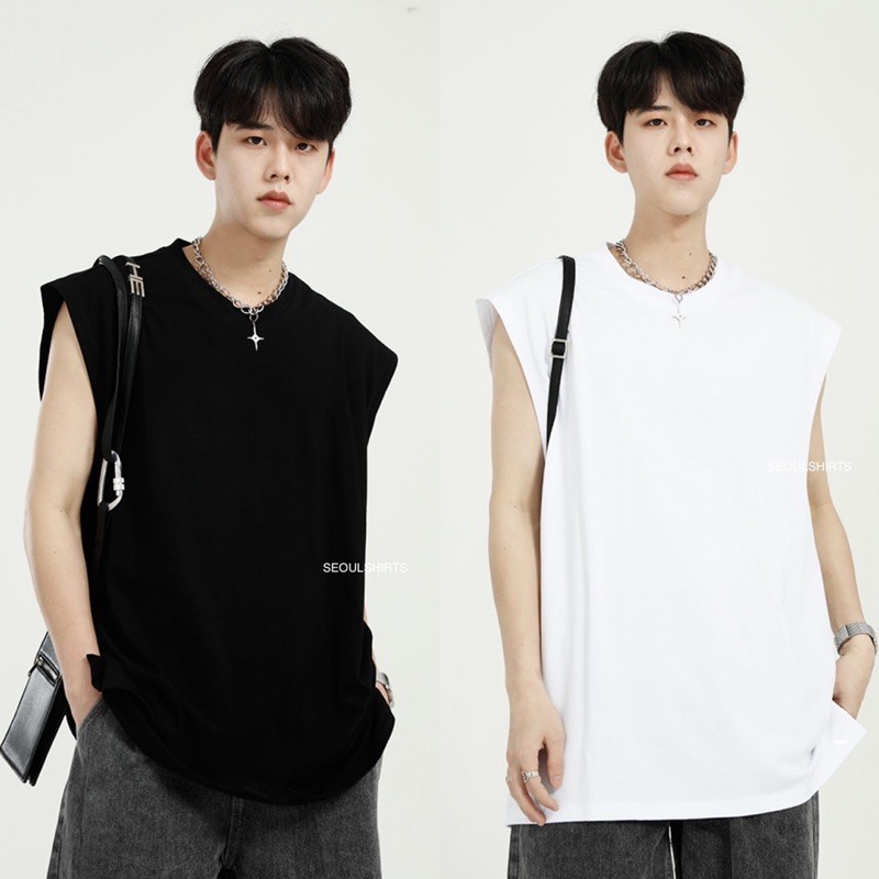 Korean Street Style Sleeveless Oversized Sando for Men Women Up to Plus ...