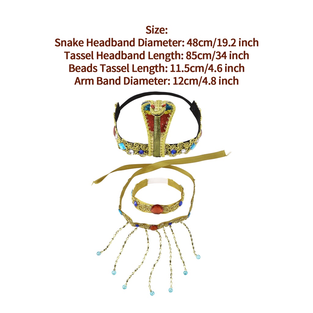 3Pcs Egyptian Cleopatra Costume Accessory Snake Stretch Headband ...