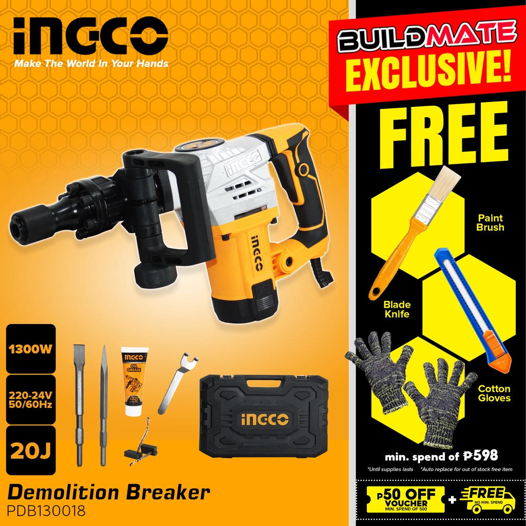 BUILDMATE Ingco 1300w Jack Demolition Hammer Breaker Chipping Gun ...