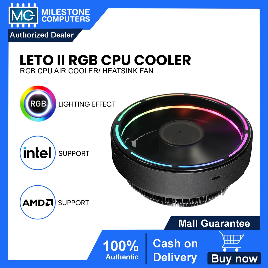 Cpu heatsink LETO II RGB LED for Intel and AMD Processor | Shopee ...