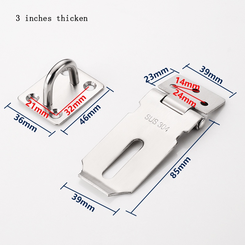 Stainless Steel 90 Degree Hasp Nail Door Shed Latch Safety Padlock Gate ...