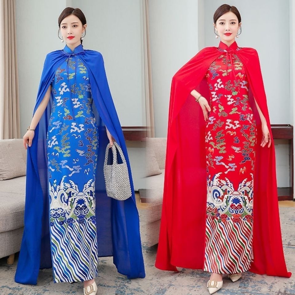 China tradition Hanfu Ancient Fairy cape red cloak thin shawl women ...