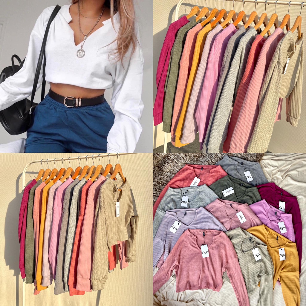 Crop top long sleeves for women | Shopee Philippines
