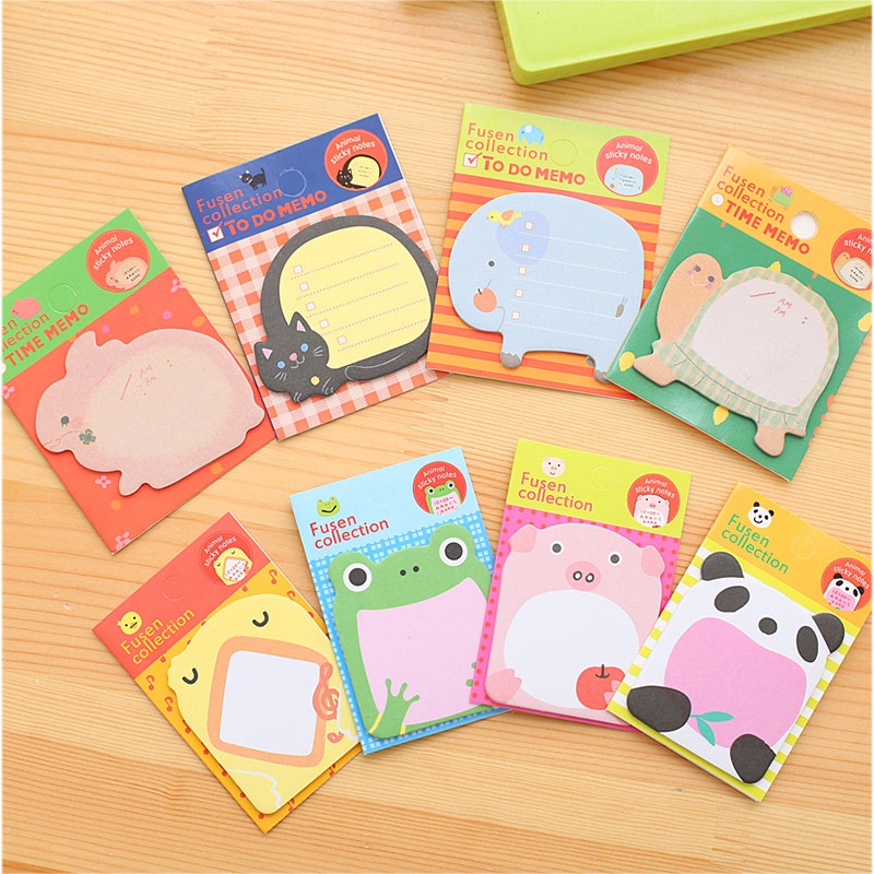 20 Sheets Stickers Cute Animal Sticky Notes Post Notepad Filofax Memo ...