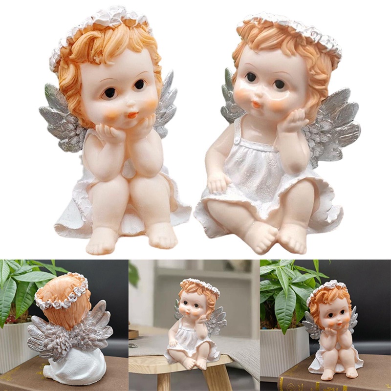 Resin Cute European Style Angel Resin Wing Figurine Creative Statue ...