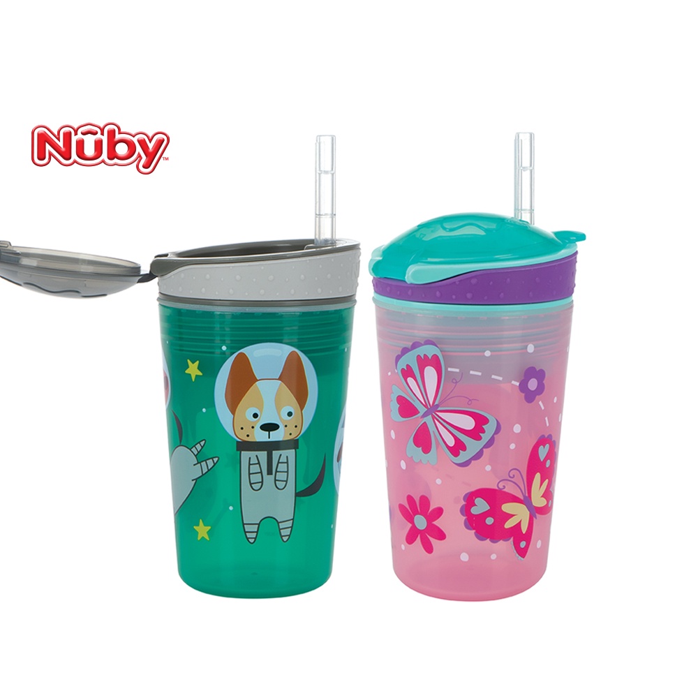 Nuby Snack n' Sip Flexible Silicone Toddler Straw Cup 12m+ | Shopee Philippines