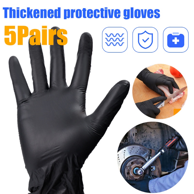 Black Disposable Dirt Resistant Rubber Glove / Work Housework Kitchen ...