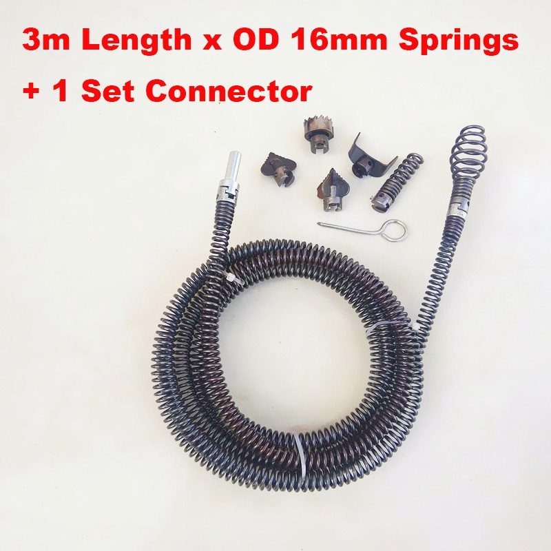 3m Sewer Dredging Spring Electric Drill Drain Cleaner Machine Extension ...
