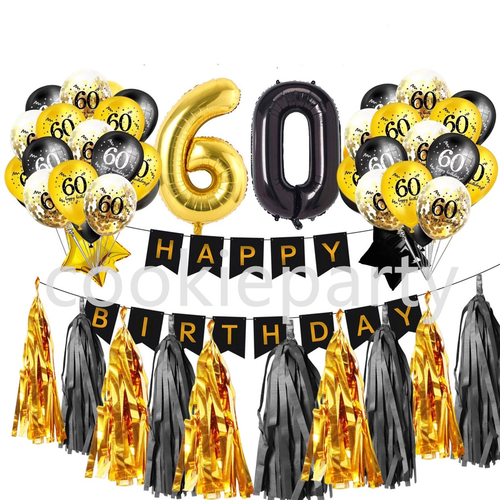 34pcs/set 30 40 50 60 Year Old Adult Birthday Party Decora 32"Black ...