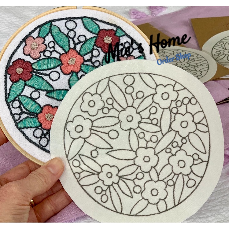 Hand embroidery tool Kit WITH ADHESIVE Embroidery Paper Printed ...