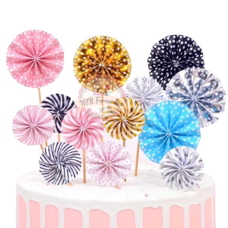 Paper Fan Cake Topper / Windmill Paper Fan Topper 4pcs/set | Shopee ...