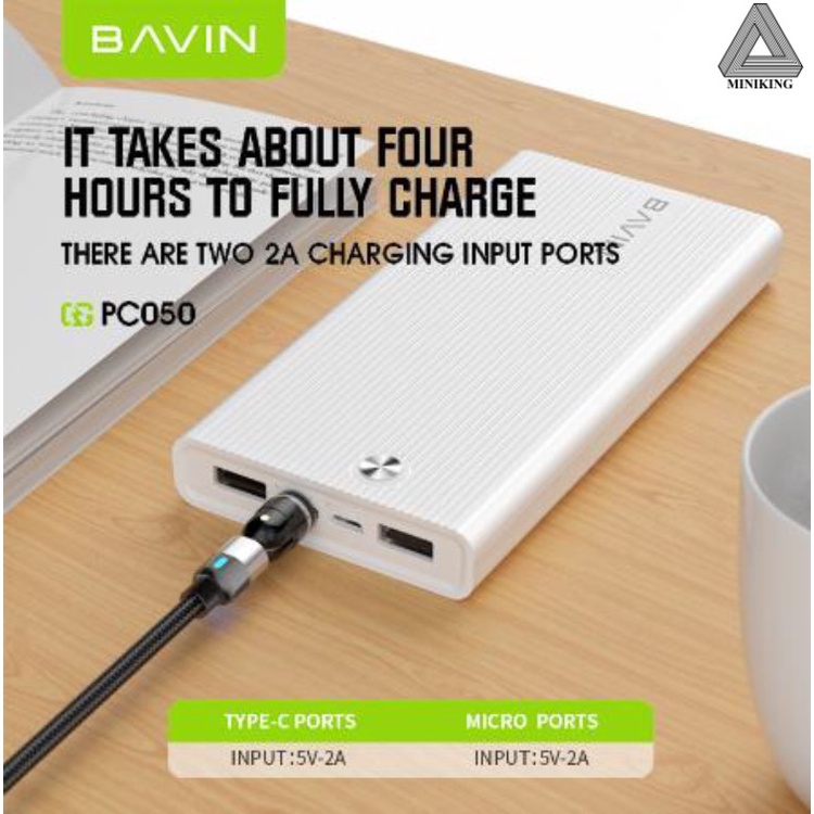PC050 BAVIN 10000mAh Power Bank 2 USB Port 2.1A Output Fast Charging ...
