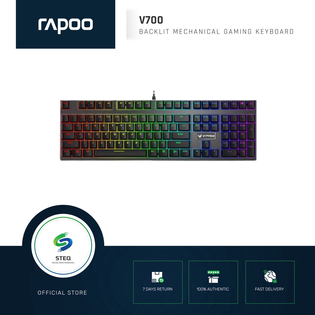 STEQ Rapoo V700 RGB Alloy Backlit Mechanical Gaming Keyboard | Shopee ...