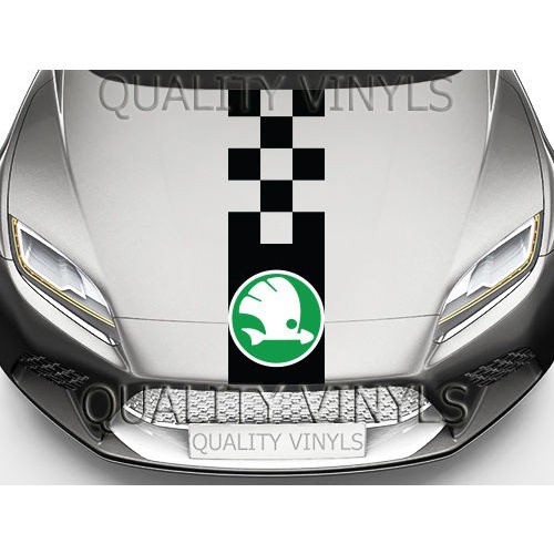 SKODA HOOD RACING STRIPES GRAPHIC DECAL STICKERS OCTAVIA FABIA RAPID ...