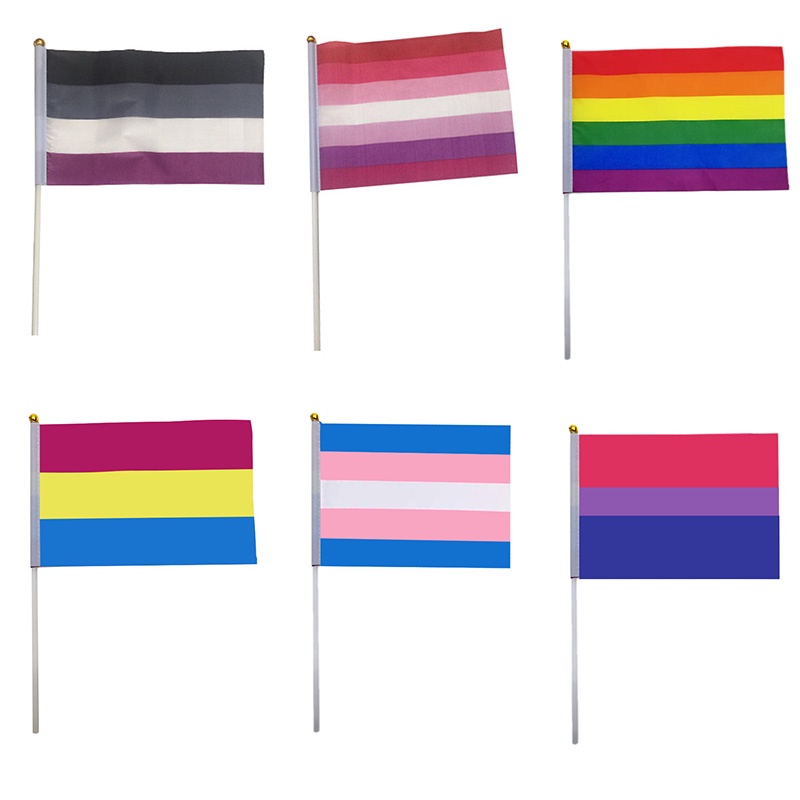 ☸14x21cm Rainbow Flag With Flagpole Rainbow Gay Lesbian Homosexual