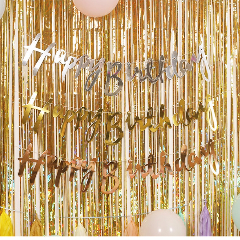 Happy birthday banner decoration foil stamping one piece gold and ...