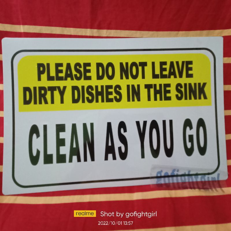 Please don't leave dirty dishes in the sink Signage PVC Plastic (7.8x11 ...