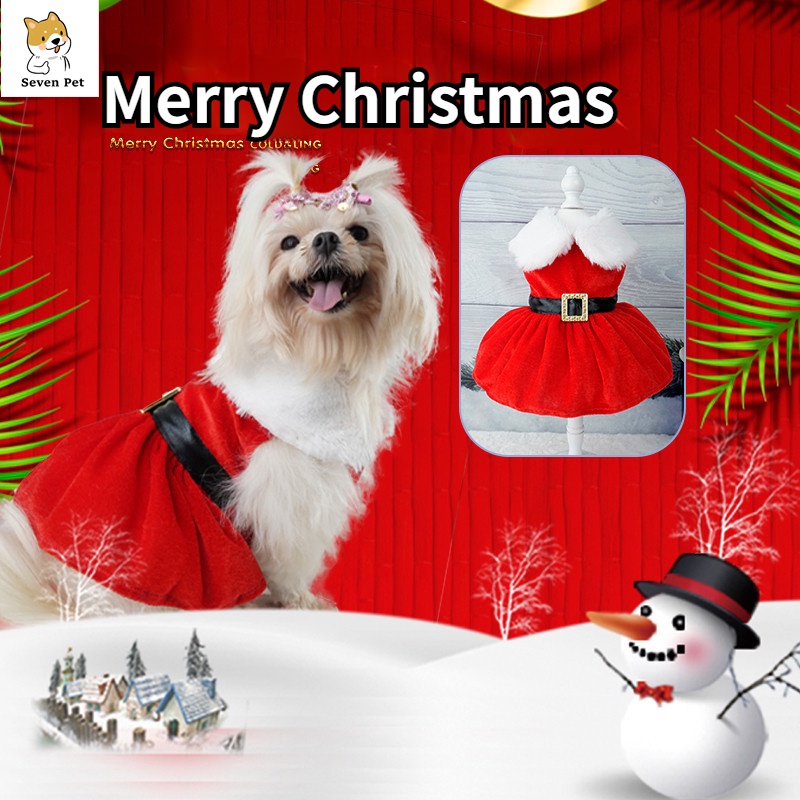 Christmas Cosplay Dog Clothes for Shih Tzu Female Puppy Cat Dress Pet ...
