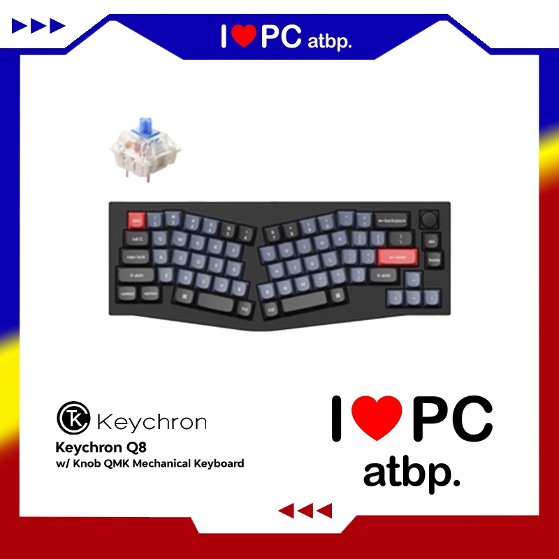 Keychron Q8 with Knob QMK Mechanical Keyboard, Carbon Black, 65% Alice ...