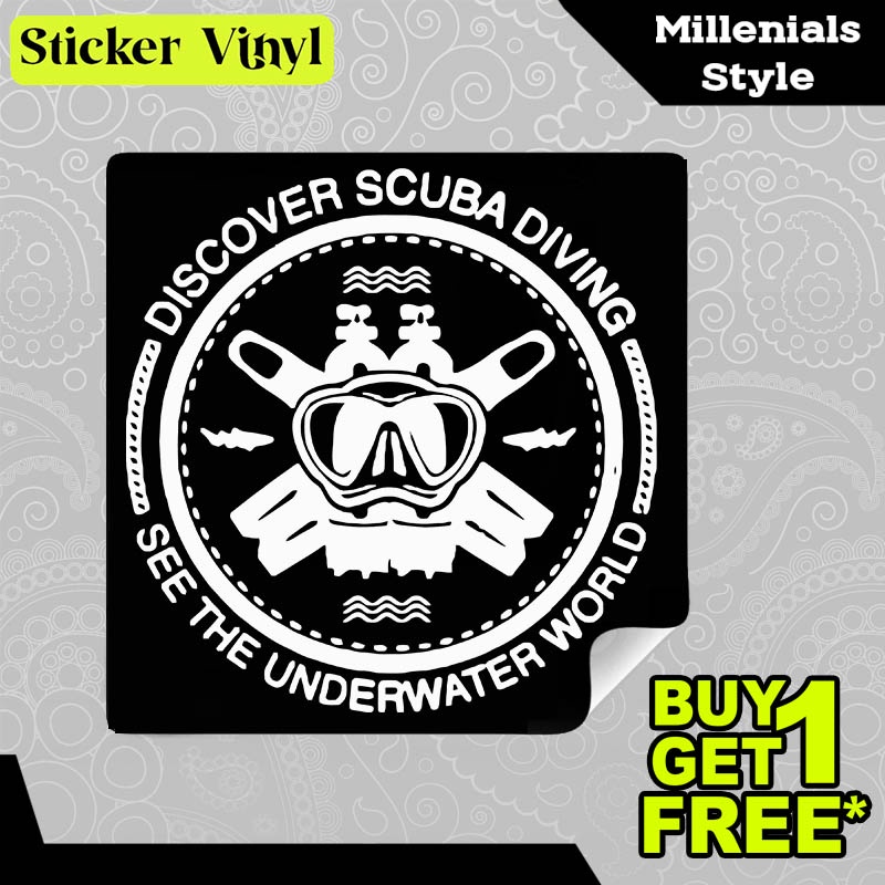 Unique Cool Aesthetic Design Scuba Diving Vinyl Sticker Discover ...
