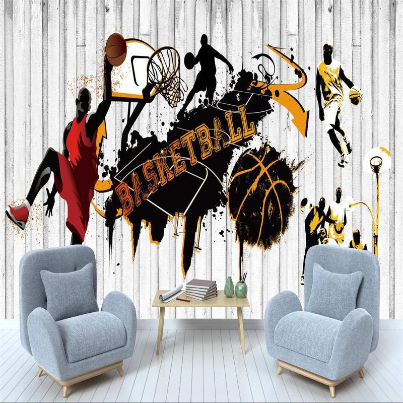 Custom Playing Basketball Fresco Basketball Fans Living Room Bedroom ...