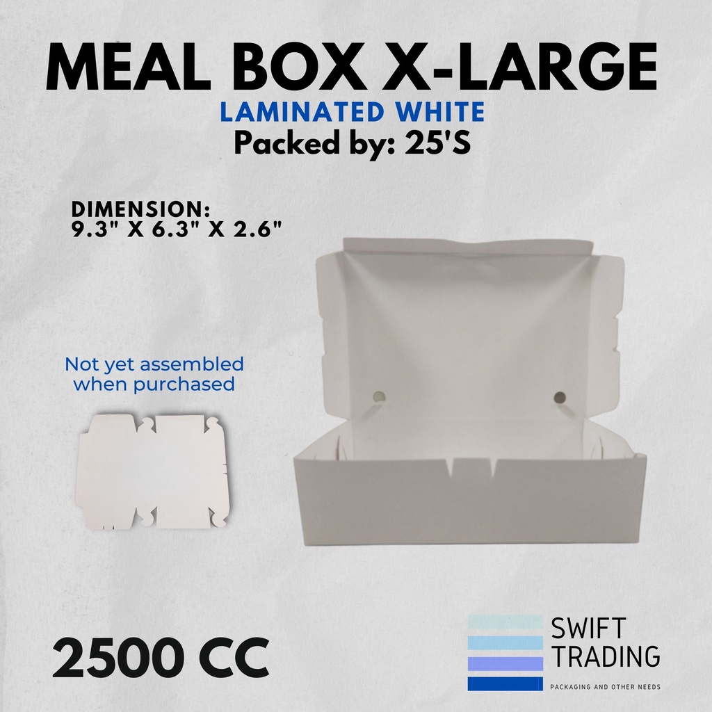 Paper Meal Box/ Takeout Box 2500cc XL-1 Meal Box Lunch Box (White ...