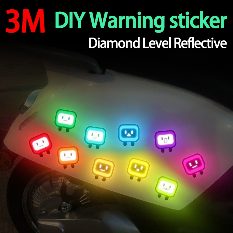 3M Motorcycle Car Bike Sticker Cube Man High Reflective Warning ...