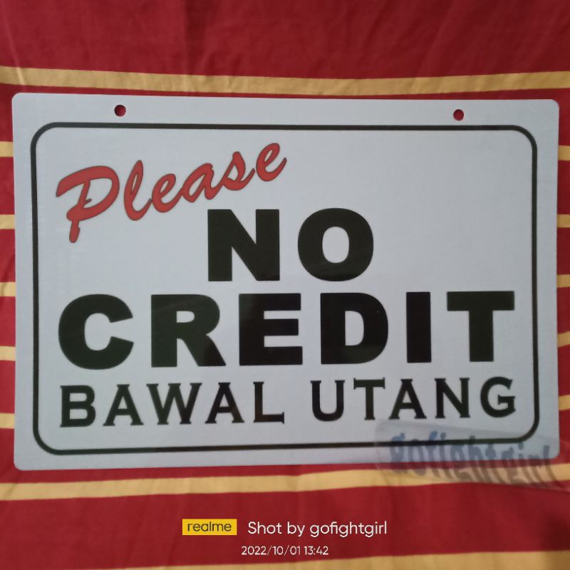 No Credit Bawal Utang Signage PVC Plastic (7.8x11 inches) | Shopee ...