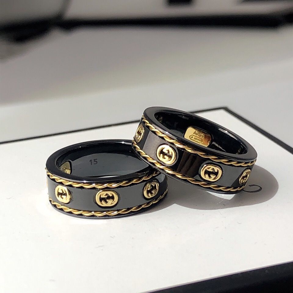 Gucci Black White New Ceramic Fashion Pattern Ring Boyfriend And ...