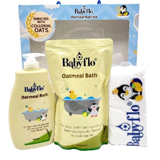 Babyflo Oatmeal Bath Kit Pump Type 500ml Refill 600ml Includes Towel ...