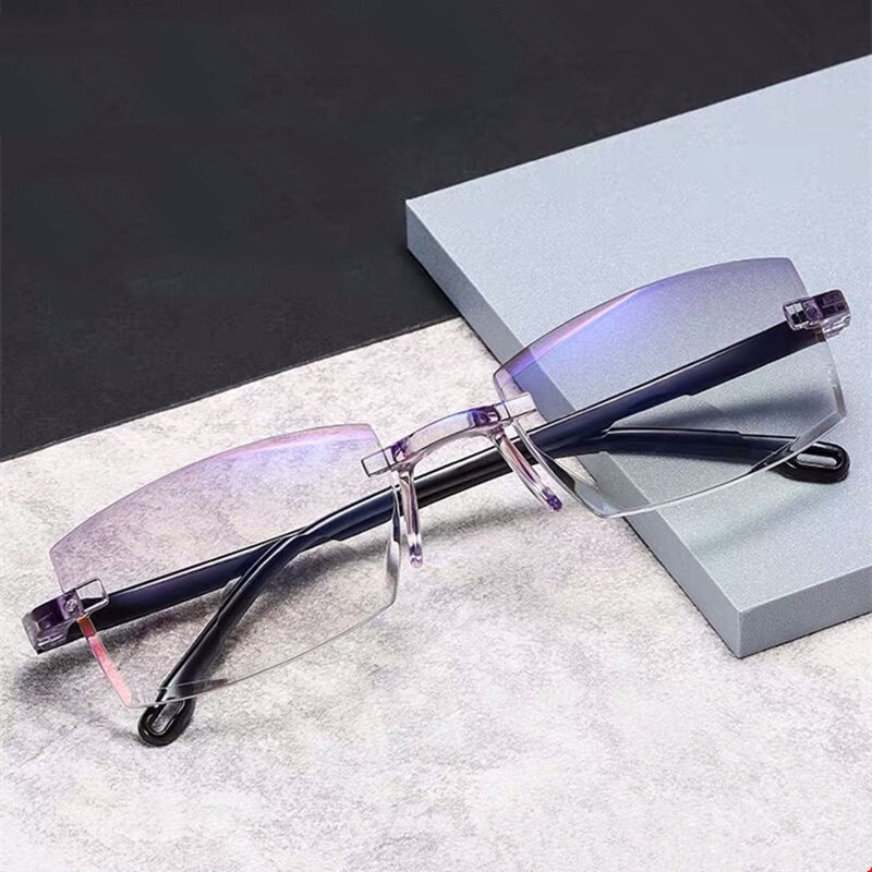 (+1.00 ° to +400 °) two-lens reading glasses frameless anti radiation ...