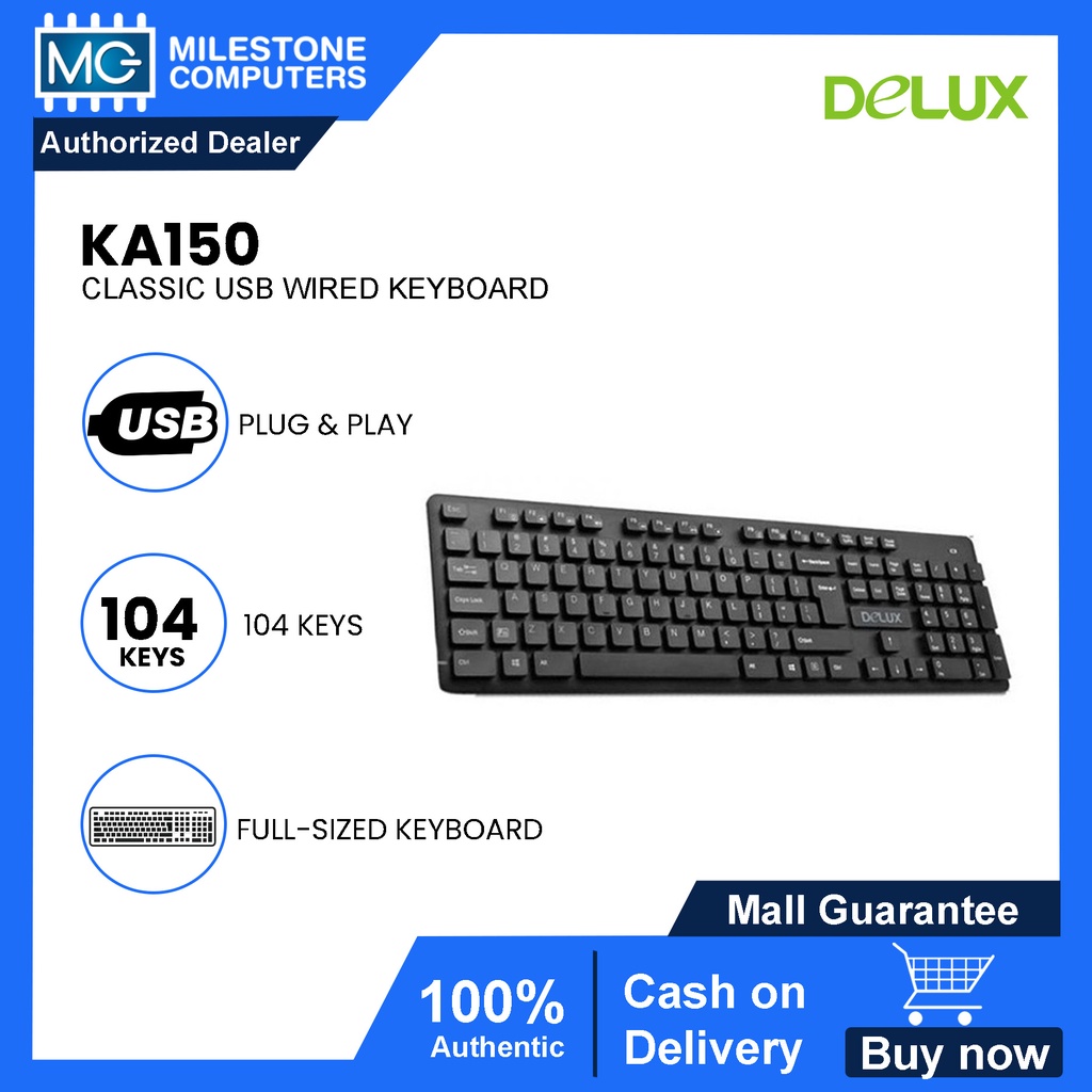 Delux KA150 USB Wired Keyboard with Multimedia Keys For Laptop ...