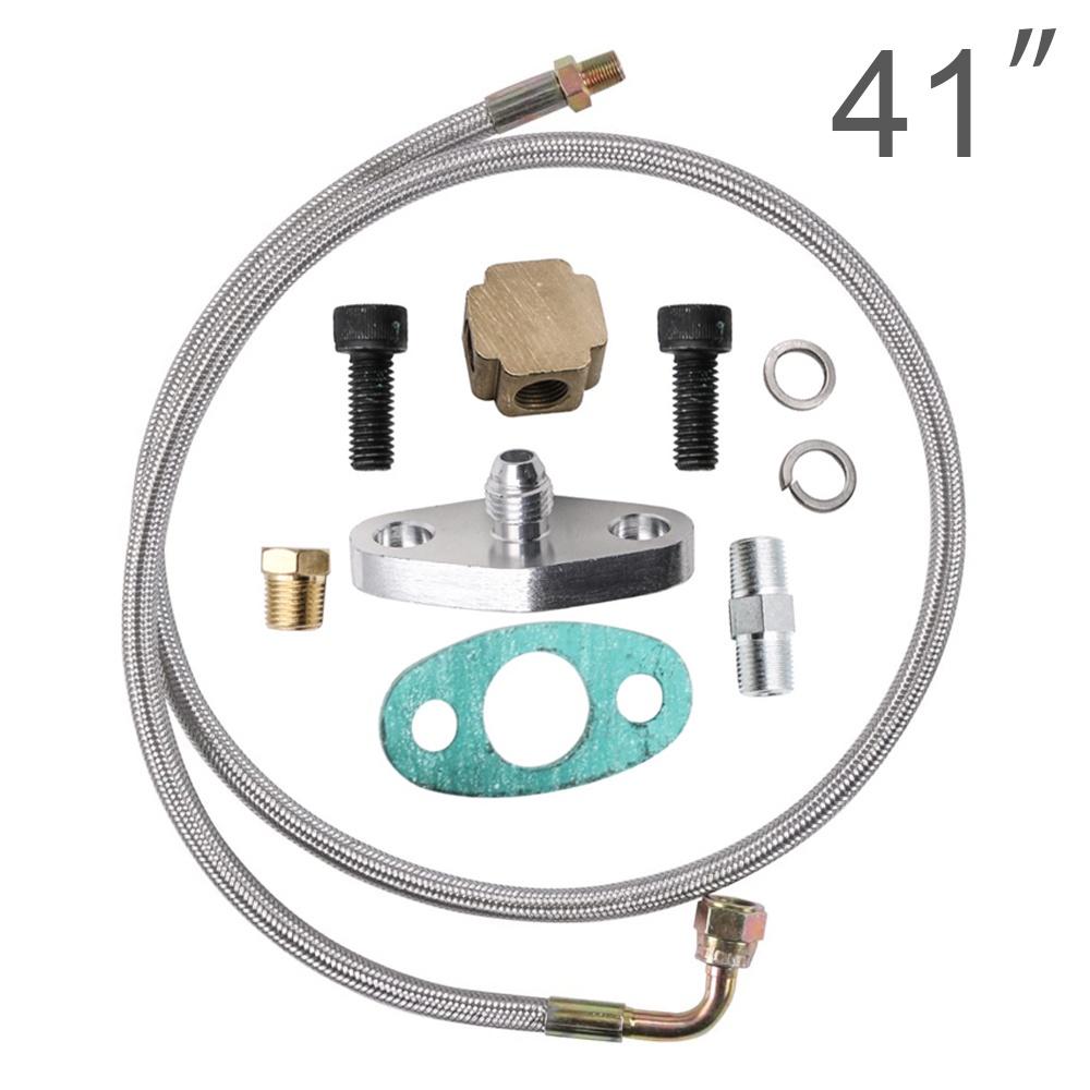 41 Inch 90 Degree Turbo Oil Feed Line Kit Oil Return Line Oil Drain ...