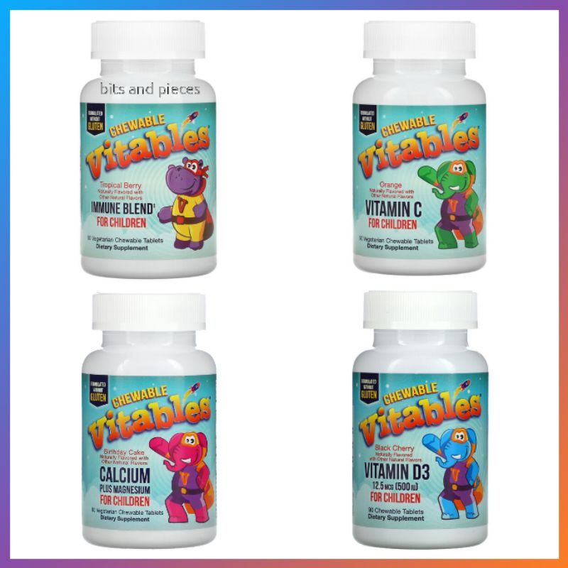 Vitables, 90 Chewable Vegetarian Tabs for Children, Immune Blend / Vitamin C / Vitamin D3 ...